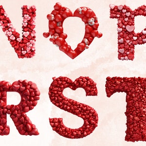 26 PNG Watercolour Red Valentine's Day Alphabet Clipart, Love Letters ...