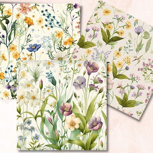Spring Wildflowers Digital Paper, Spring Floral Paper Pack, Floral ...