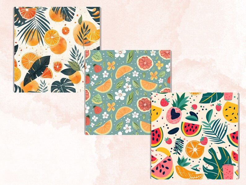 Seamless Summer Digital Paper, Tropical Floral Seamless Pattern, Summer ...