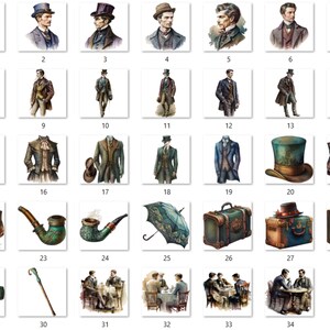34 PNG Watercolor Victorian Men Clipart, Vintage Men Png Bundle ...