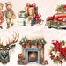 42 PNG Watercolour Vintage Christmas Bundle Clipart, Retro Christmas ...