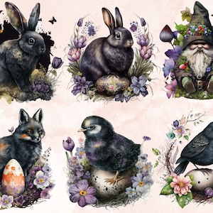 37 PNG Watercolour Gothic Easter Clipart Bundle, Gothic Easter Png ...