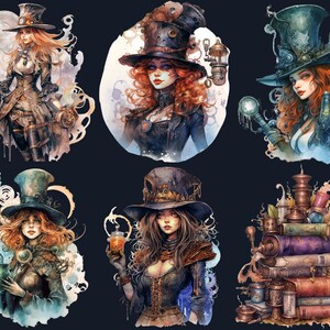 38 PNG Watercolor Steampunk Witch Clipart, Steampunk Witchcraft Clip Art, Witch Clip Art Png ...