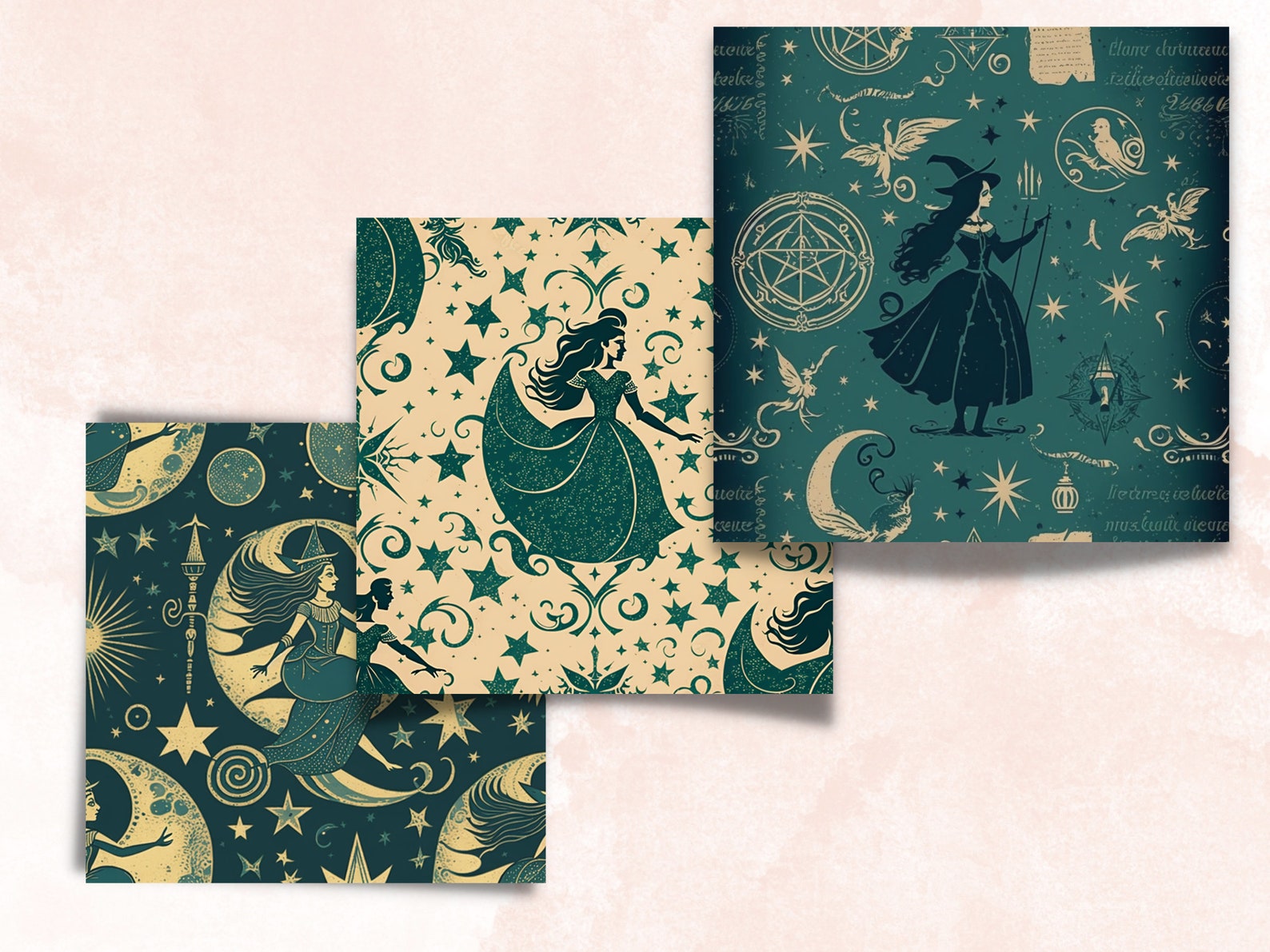 Celestial Witch Digital Paper, Witch Junk Journal Paper Pack, Printable ...