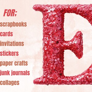 26 PNG Watercolour Valentine's Day Glitter Alphabet Clipart, Love ...