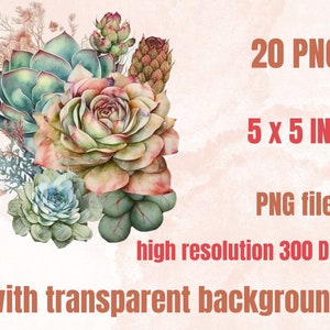 20 PNG Watercolor Floral Cactus Succulent Clipart, Mexican Cactus ...