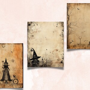 Printable Vintage Halloween Digital Paper, Creepy Halloween Ephemera ...
