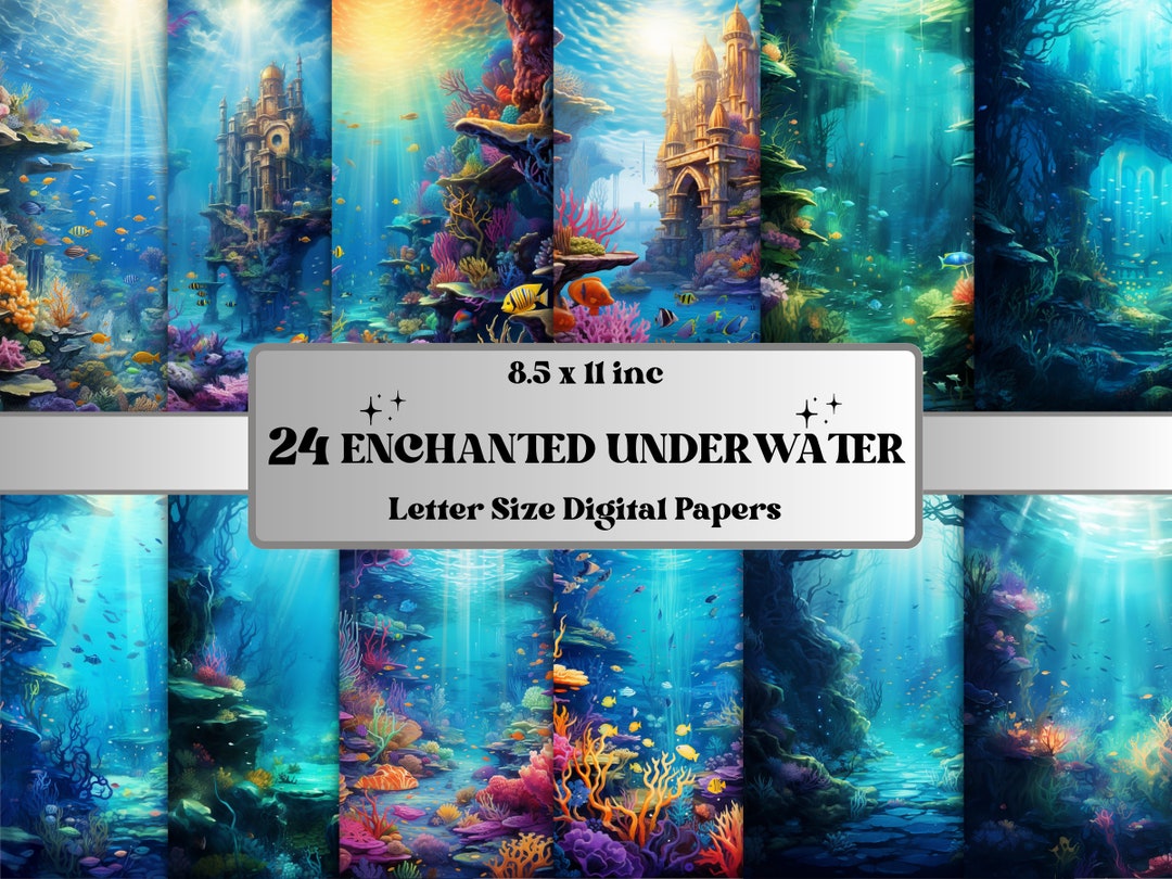 Printable Enchanted Underwater Digital Paper, Under the Sea Background ...