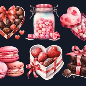 50 PNG Watercolor Valentine's Day Dessert Clipart, Sweet Valentines Day ...