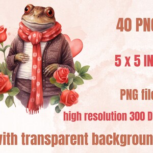 40 PNG Watercolor Valentine's Day Animals Clipart, Lovely Valentines ...