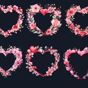 45 PNG Watercolor Valentine's Day Frames Clipart, Floral Valentines Day ...