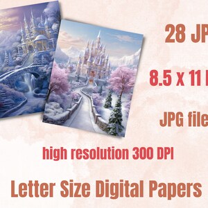 Printable Winter Wonderland Digital Paper, Snow Forest Background ...