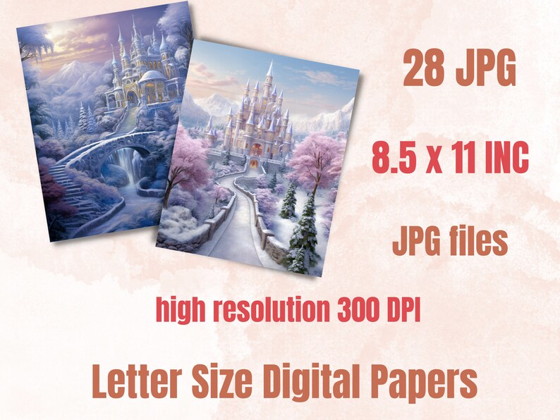 Printable Winter Wonderland Digital Paper, Snow Forest Background ...