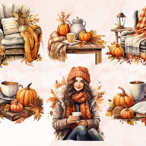 34 PNG Watercolor Cozy Fall Clipart, Cozy Autumn Reading Corner ...