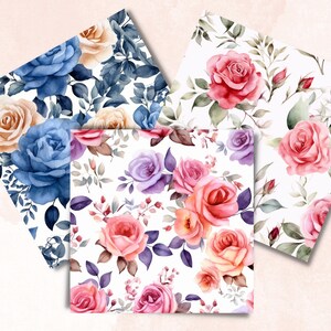 Seamless Watercolour Roses Digital Paper, Roses Seamless Pattern, Roses ...