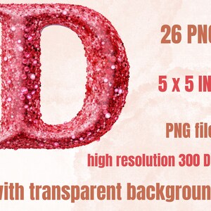 26 PNG Watercolour Valentine's Day Glitter Alphabet Clipart, Love ...