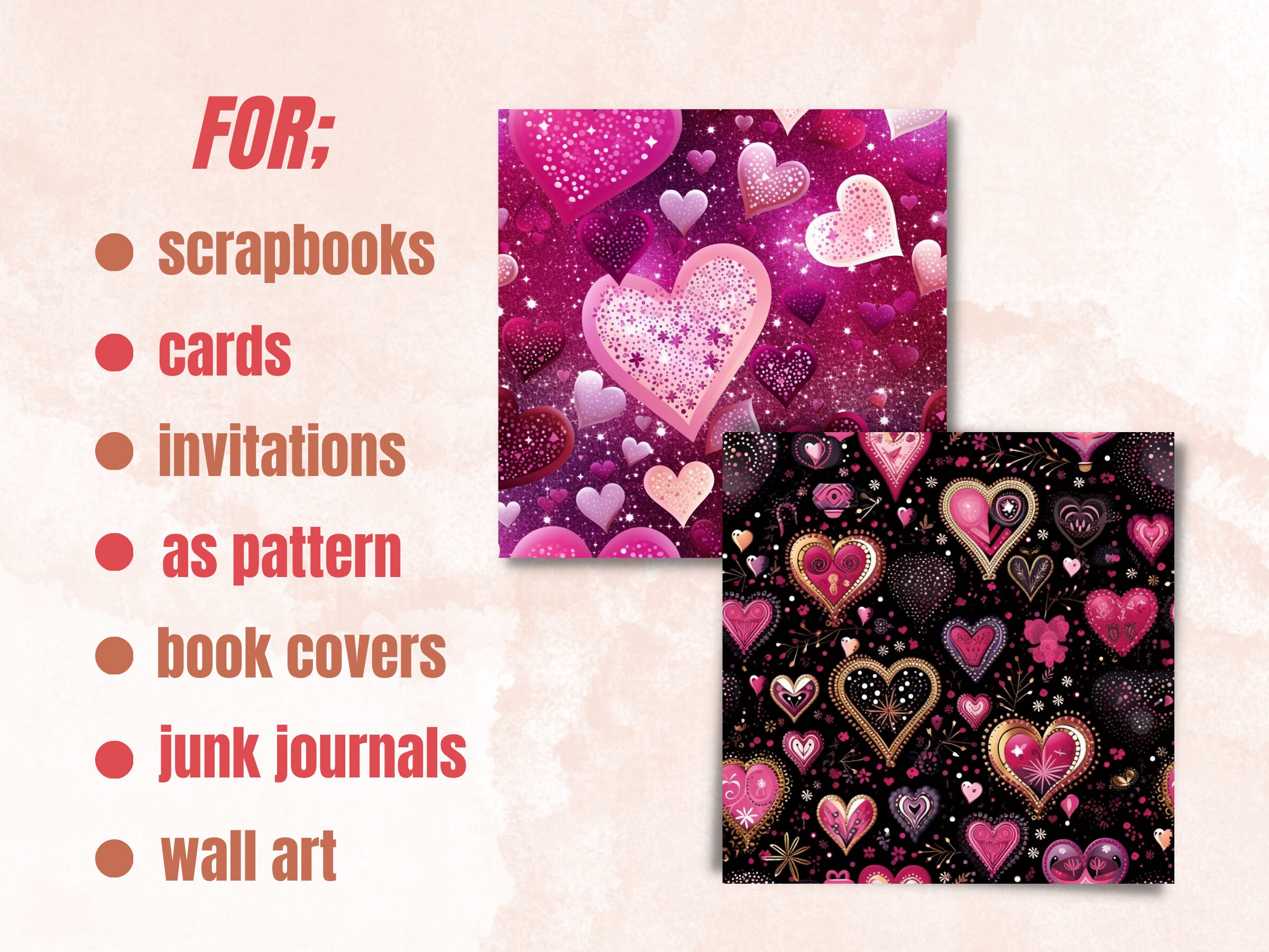 Seamless Glitter Valentine's Day Digital Paper, Romantic Valentine Love ...