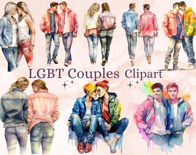 Pride Watercolor Clipart Set | Gay Couple Clipart | Lesbian Couple ...