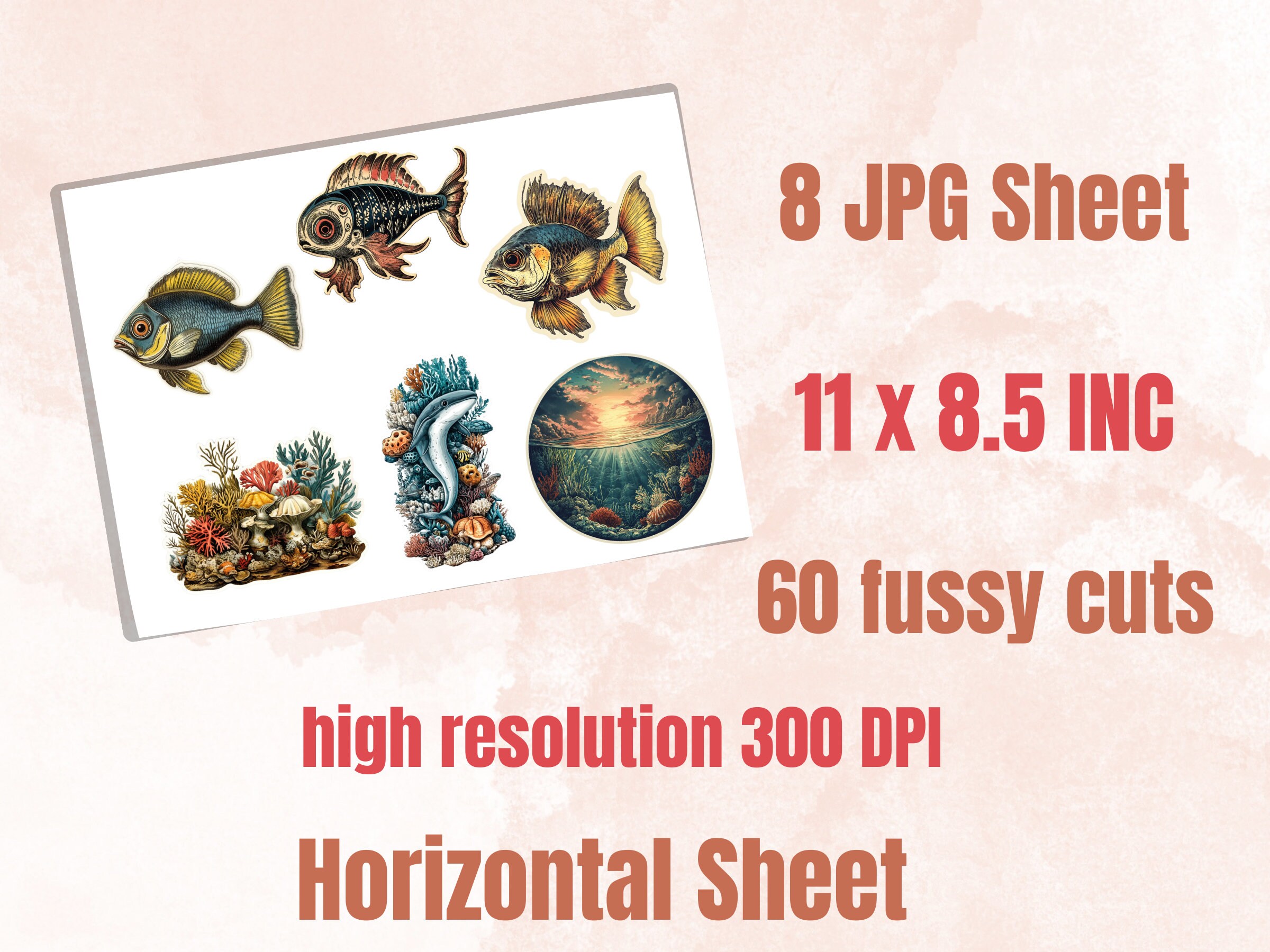 Underwater Fussy Cut Pages, Vintage Under the Sea Fussy Cut Ephemera ...