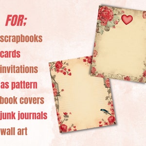 Printable Vintage Valentine's Day Digital Paper, Romantic Valentine ...