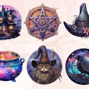 35 PNG Watercolor Celestial Witch Clipart, Celestial Witchcraft Clip ...