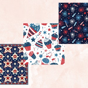 4th of July Patriotic Digital Paper, America Independence Day Pattern ...