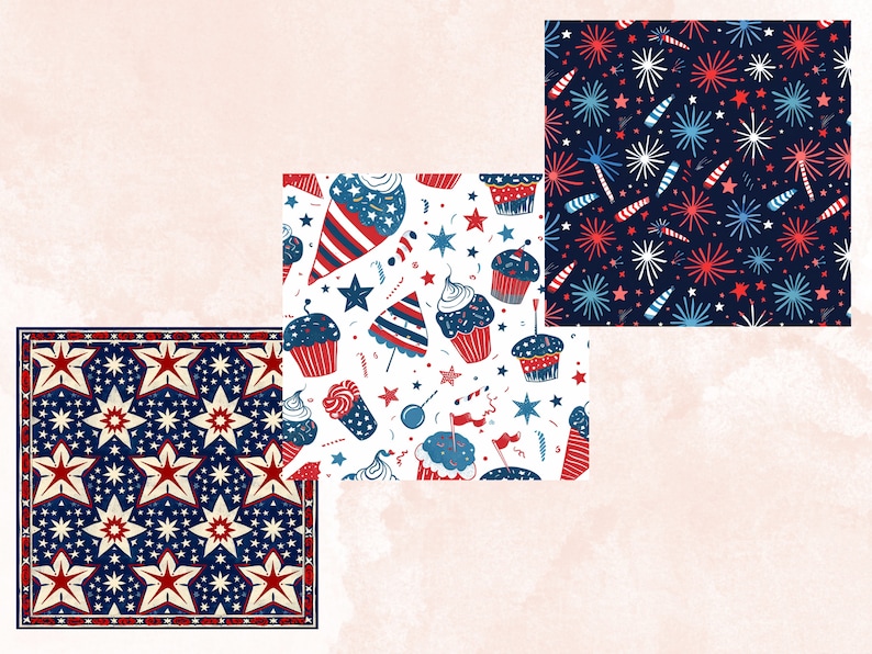 4th of July Patriotic Digital Paper, America Independence Day Pattern ...
