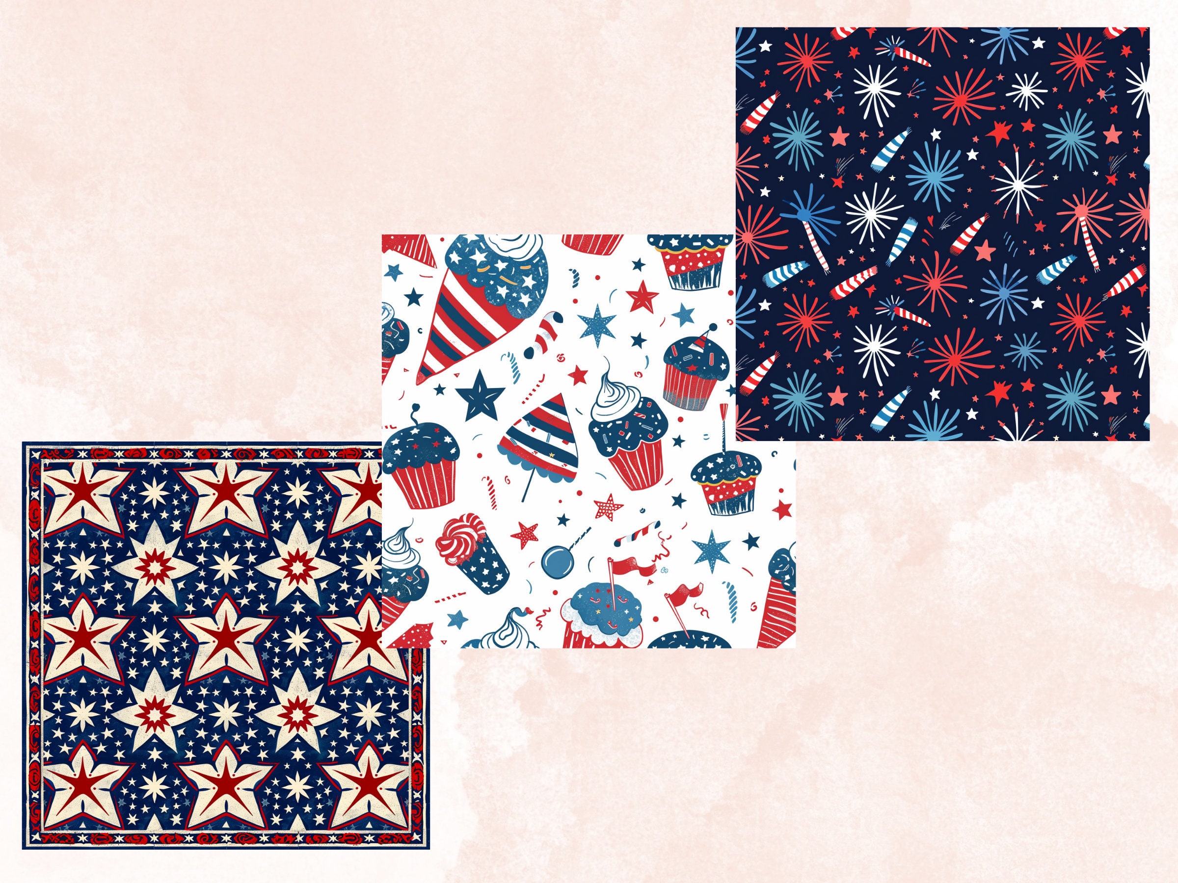 4th of July Patriotic Digital Paper, America Independence Day Pattern ...