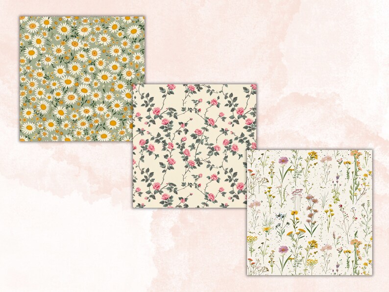 Seamless Spring Flowers Digital Paper, Spring Floral Seamless Pattern ...