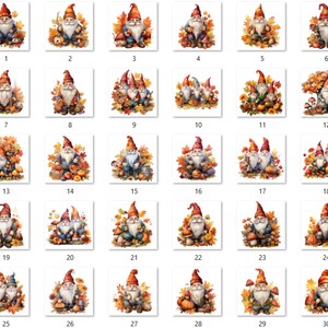 30 PNG Watercolor Fall Gnomes Clipart, Rustic Autumn Garden Gnome ...