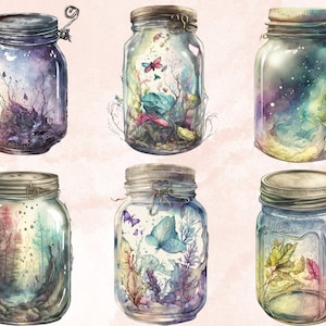 16 PNG Watercolour Magical Jars Clipart, Fantasy Clipart, Fairytale ...