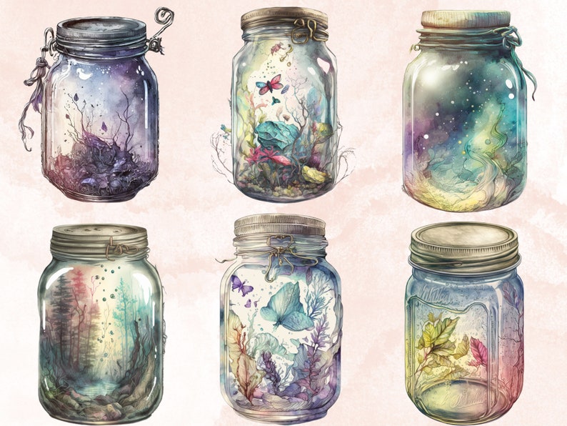 16 PNG Watercolour Magical Jars Clipart, Fantasy Clipart, Fairytale ...