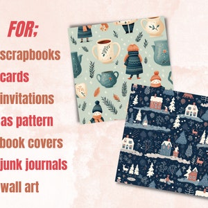 Seamless Cozy Winter Digital Paper Pack, Snowy Holiday Repeating ...