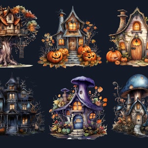 40 PNG Watercolor Halloween House Clipart, Haunted Mansion ...