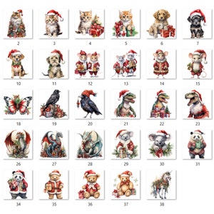 38 PNG Watercolor Christmas Animals Clipart, Merry Christmas Baby ...