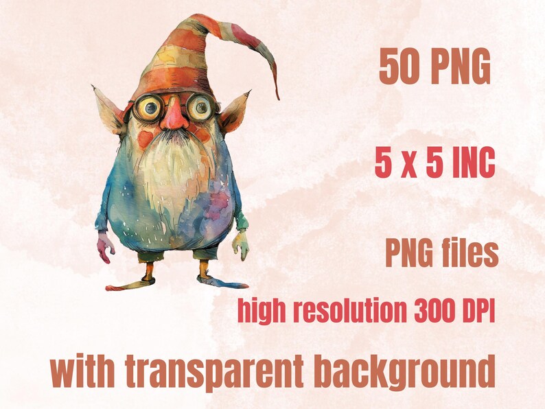 50 PNG Watercolor Whimsical Gnomes Clipart, Funny Quirky Gnome ...
