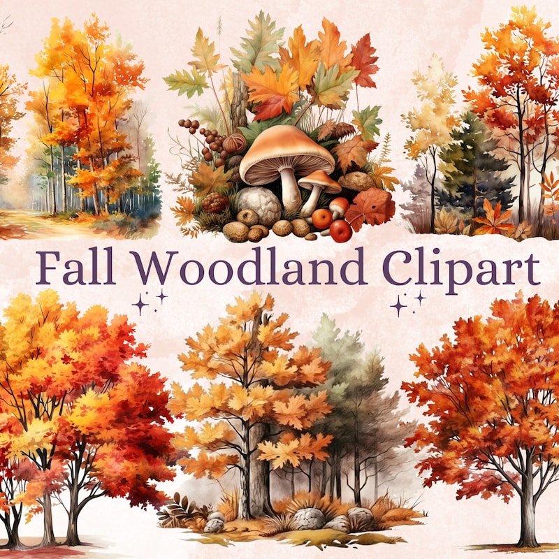 Watercolor Autumn Forrest - Etsy UK