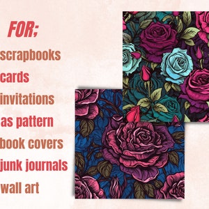 Seamless Gothic Roses Digital Paper, Gothic Roses Seamless Pattern ...