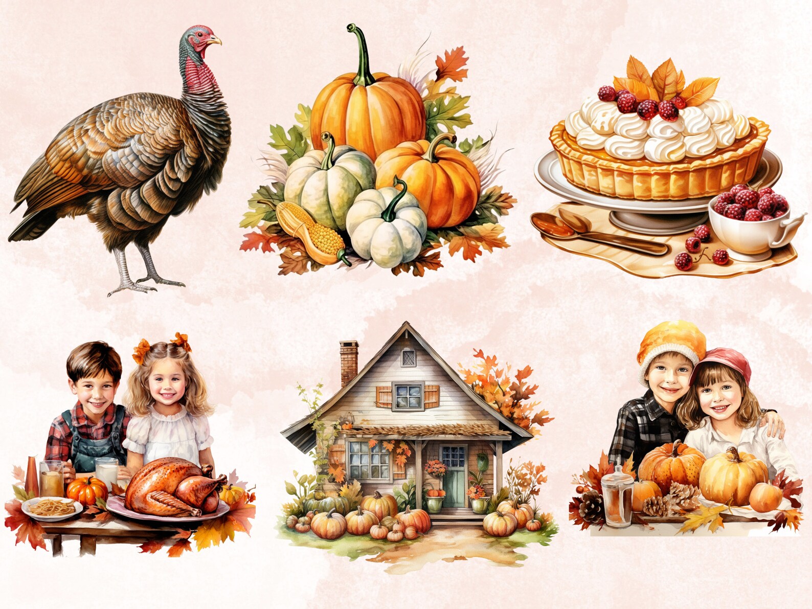 55 PNG Watercolor Thanksgiving Clipart, Thanksgiving Turkey ...