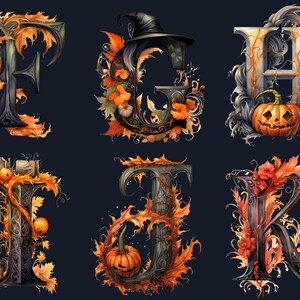 26 PNG Watercolor Halloween Alphabet Clipart, Gothic Letters ...