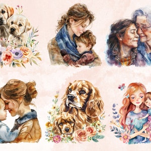 80 PNG Watercolor Mother's Day Bundle Clipart, Motherhood Love ...