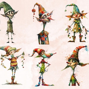 40 PNG Whimsical Christmas Elf Clipart, Quirky Xmas Elves Illustration ...