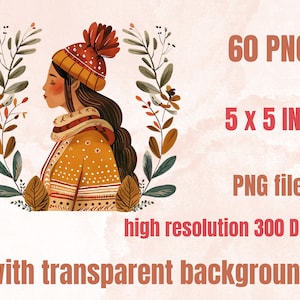 60 PNG Watercolour Scandinavian Autumn Clipart, Fall Pumpkin Folk Art ...