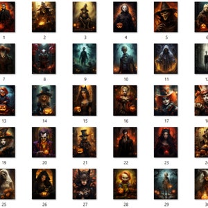 Printable Halloween Horror Characters Digital Paper, Halloween Scenes ...