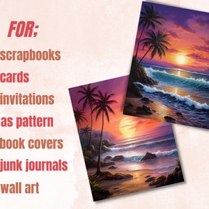 Printable Sunset Beach Digital Paper, Summer Beach Sunset Background ...