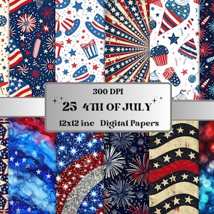 4th of July Patriotic Digital Paper, America Independence Day Pattern ...