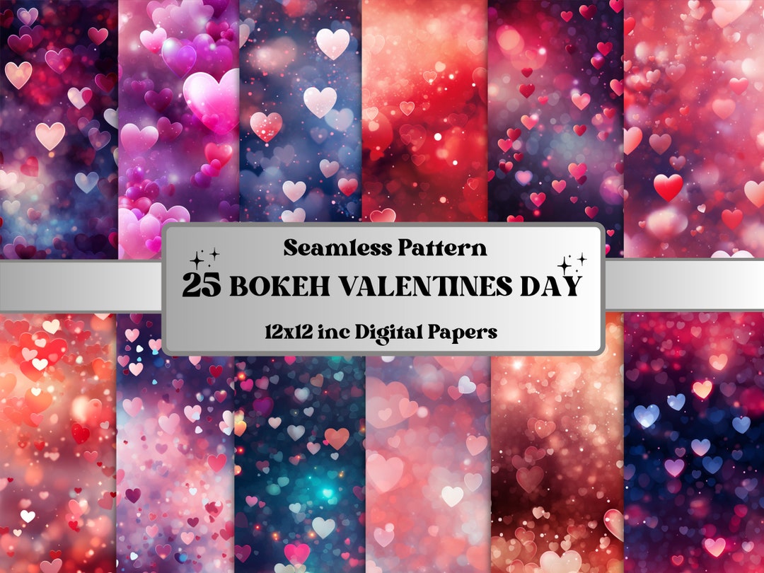 Seamless Bokeh Valentine's Day Digital Paper, Romantic Valentine Love ...