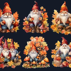 30 PNG Watercolor Fall Gnomes Clipart, Rustic Autumn Garden Gnome ...