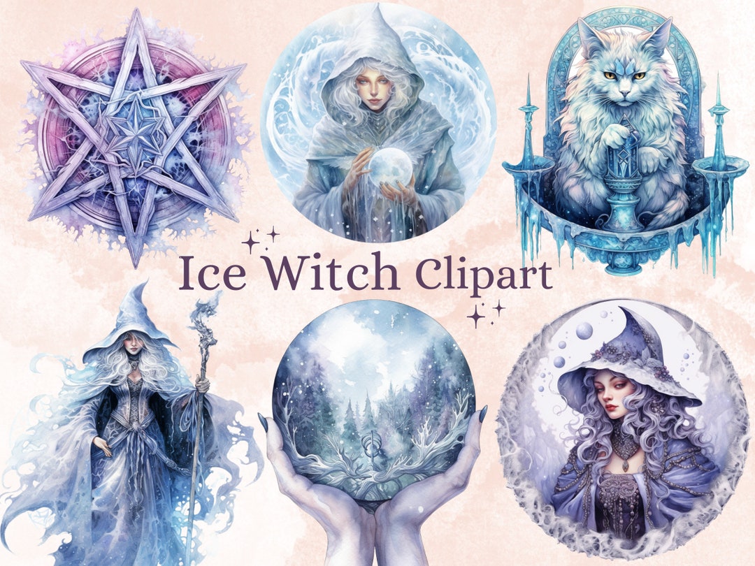 40 PNG Watercolor Ice Witch Clipart, Snow Witchcraft Clip Art, Witch ...