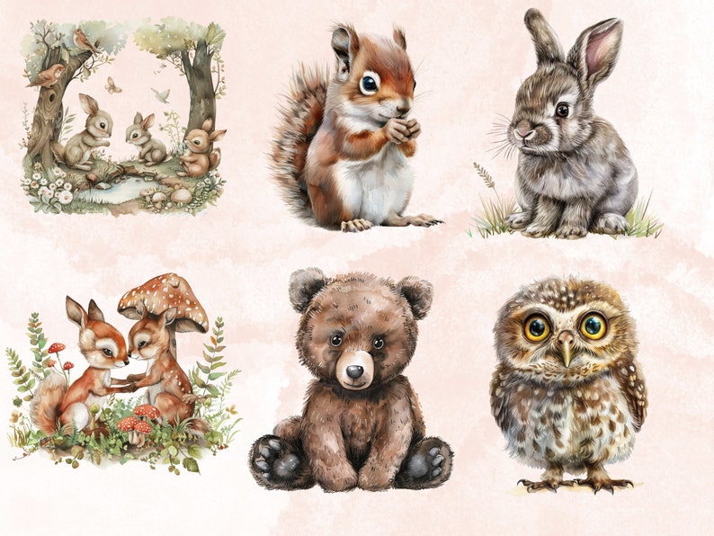 45 PNG Watercolor Woodland Nursery Clipart, Forest Baby Shower ...